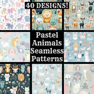 Pastel Animals Seamless Digital Paper, Printable Scrapbook Paper ...