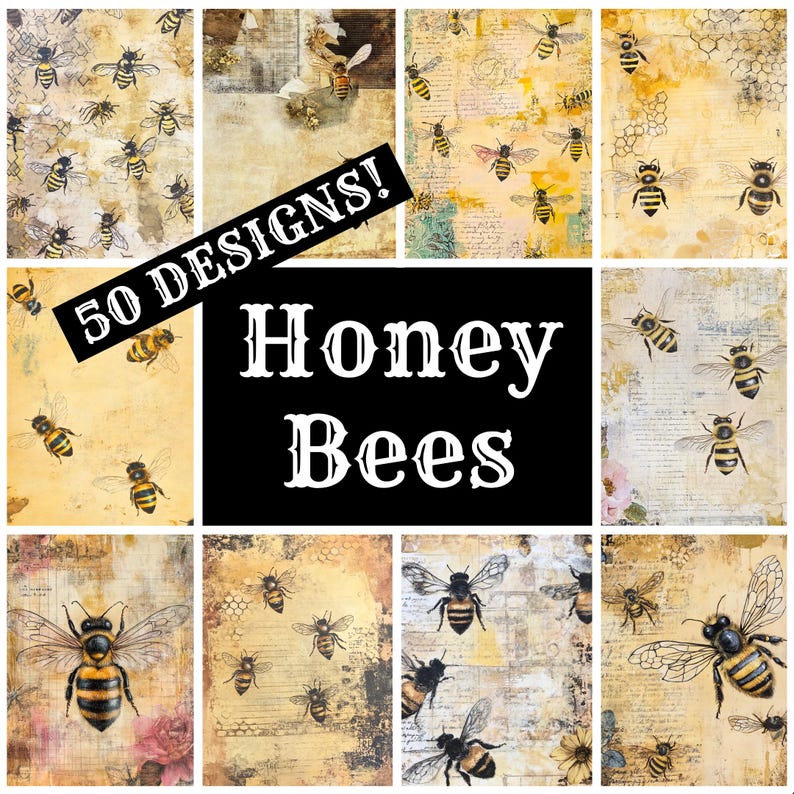 Honey Bees Vintage Journal Paper: Printable Scrapbook (digital Download ...