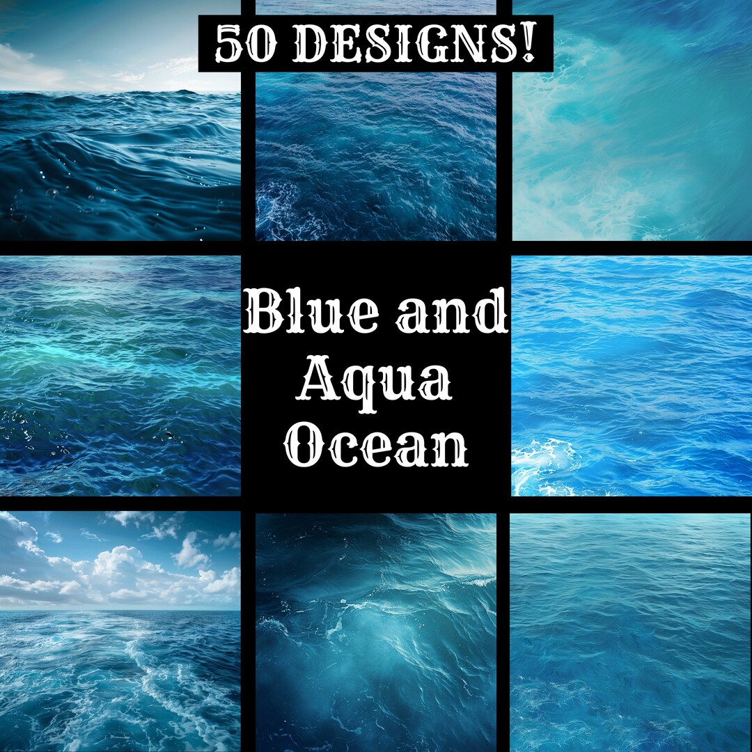 Blue Aqua Ocean Digital Paper: Vintage Scrapbook Journal (PNG, 12x12 ...