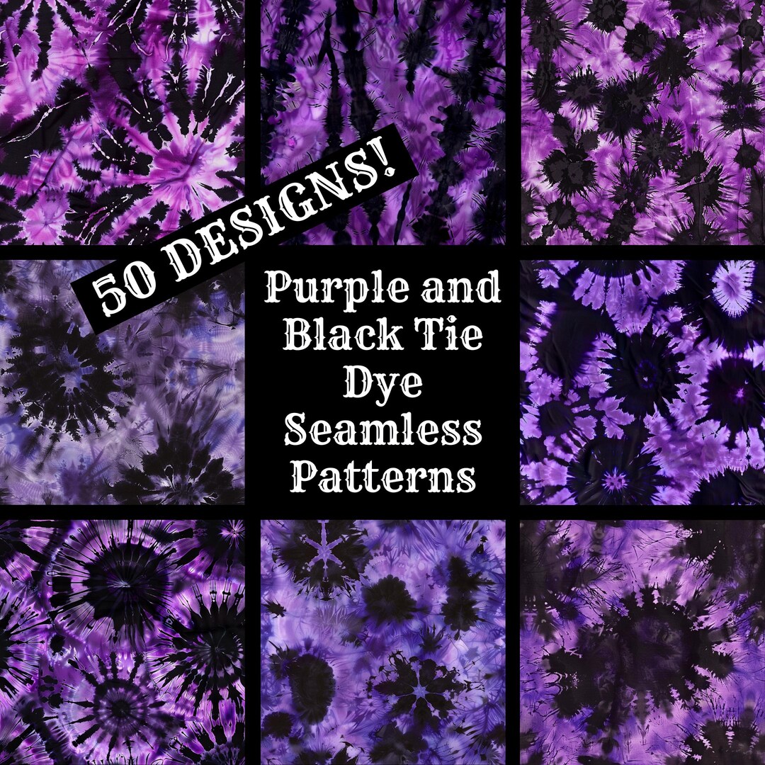 Purple and Black Tie Dye Seamless Digital Paper, Printable Scrapbook ...
