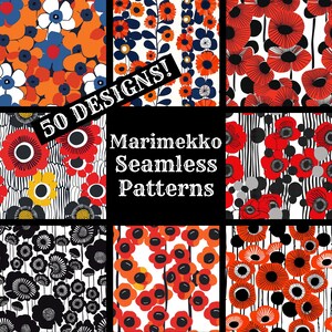 Marimekko Seamless Pattern: Floral Digital Paper (digital Download) - Etsy