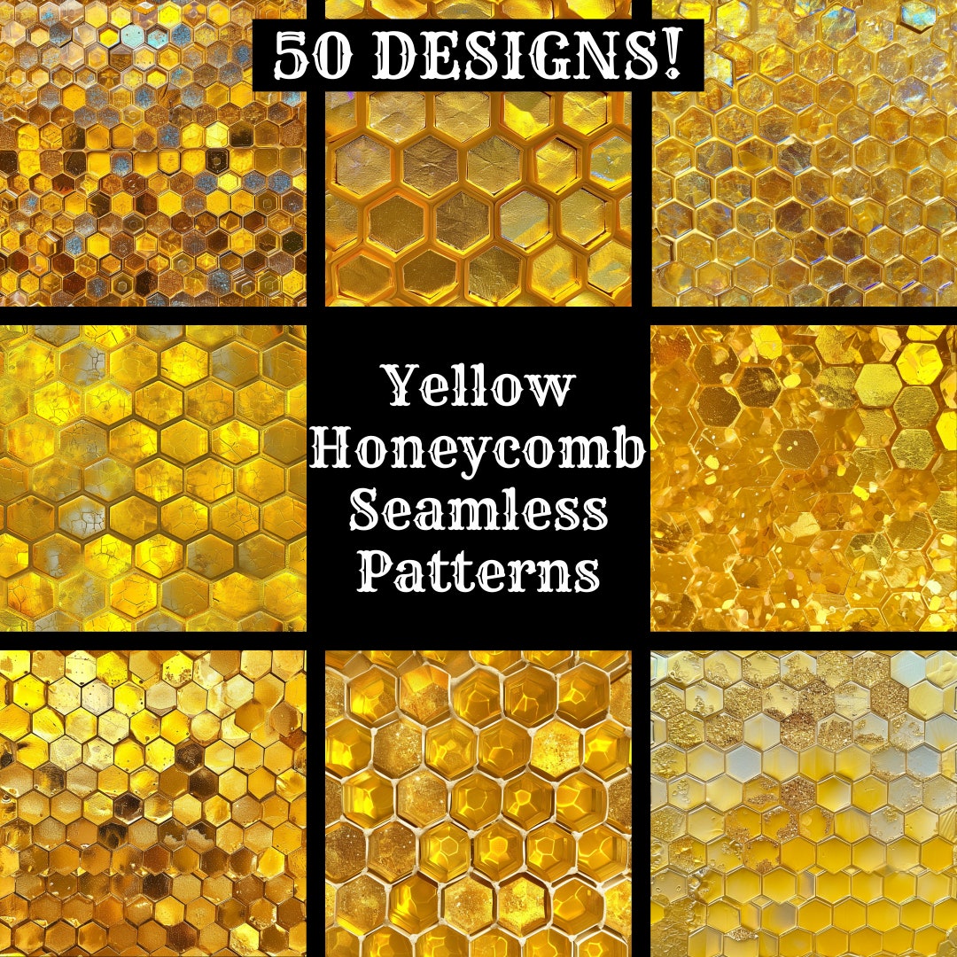 Yellow Honeycomb Seamless Digital Paper, Printable Scrapbook Paper ...