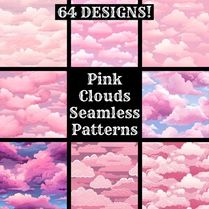 Pink Clouds Seamless Digital Paper, Printable Scrapbook Paper Seamless ...