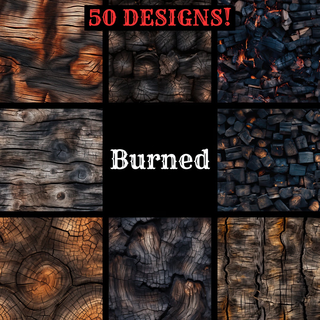 Burned Wood Digital Paper: Seamless Textures for Scrapbooking (PNG ...