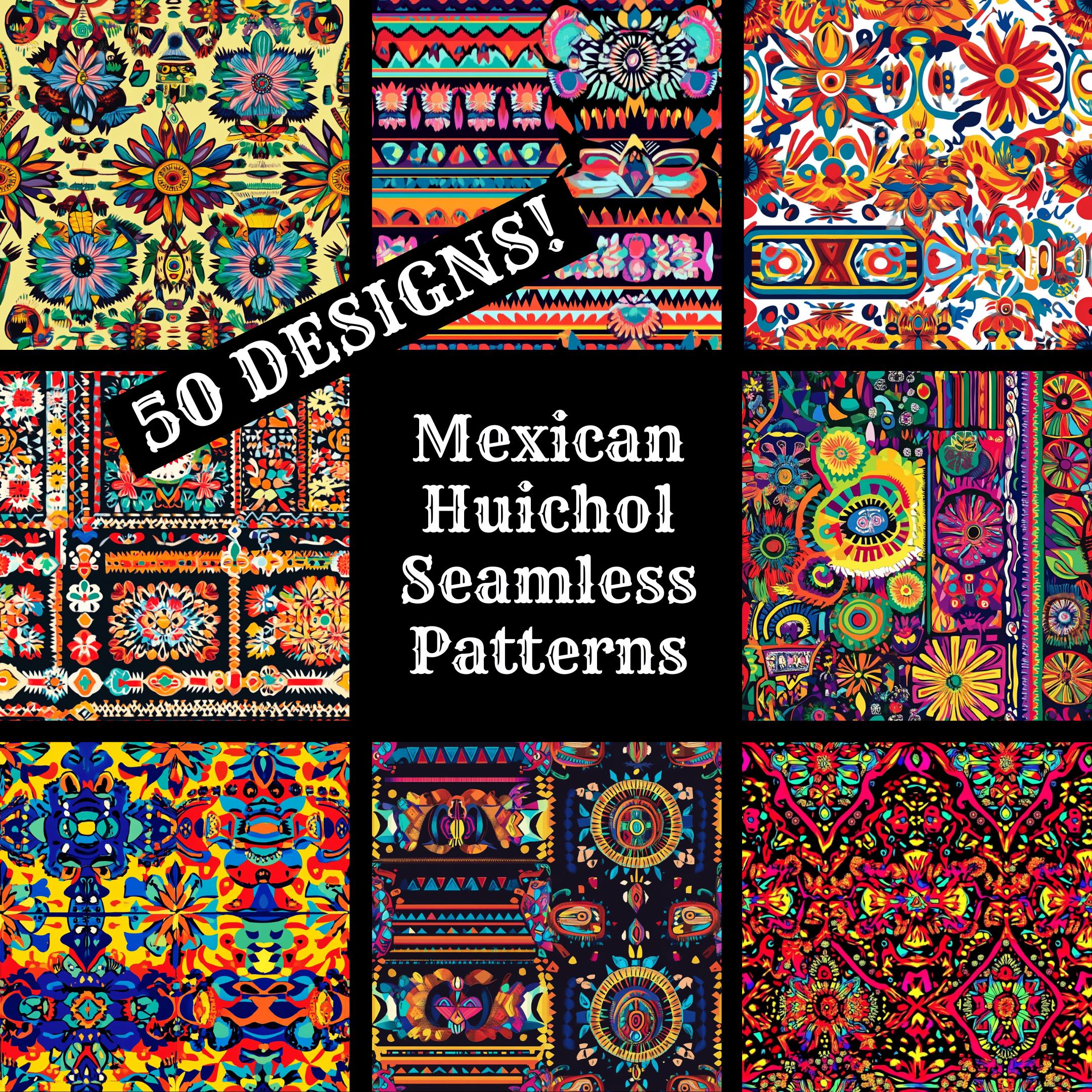 Mexican Huichol Seamless Patterns: Colorful Digital Paper (PNG) - Etsy