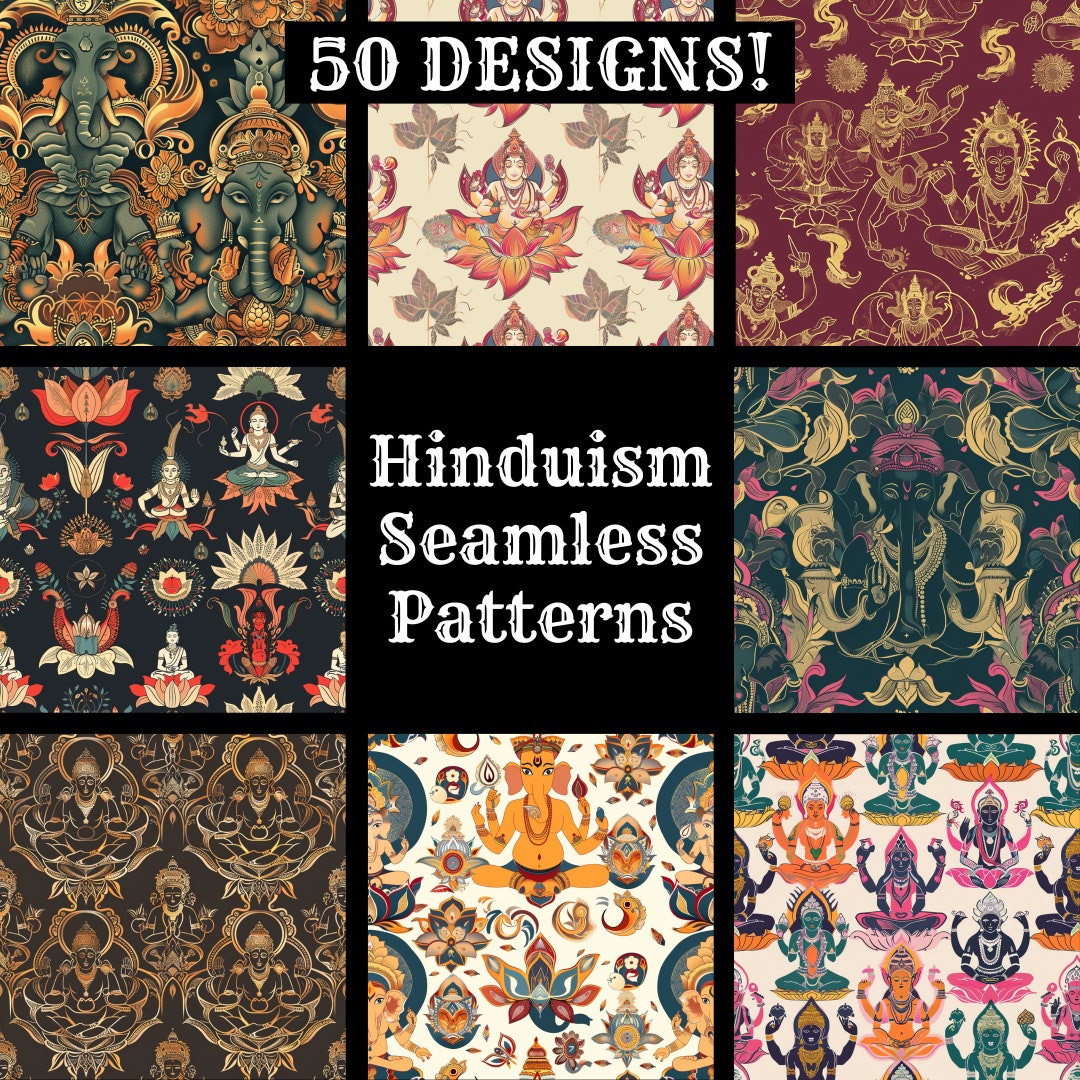 Hinduism Seamless Pattern: Digital Paper Textures (PNG, 300 Dpi ...