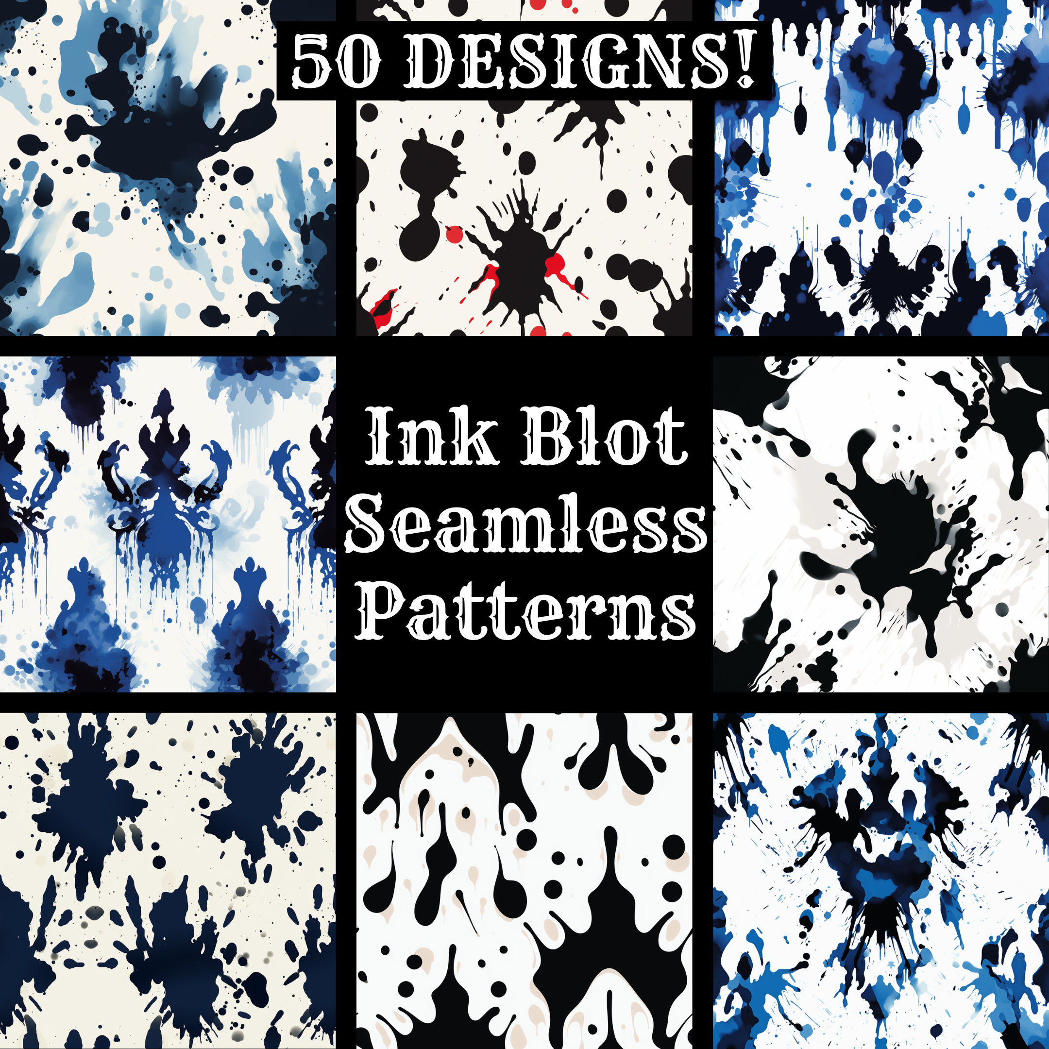 Ink Blot Seamless Digital Paper, Printable Scrapbook Paper Seamless ...