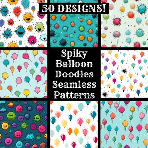 Spiky Balloon Doodles Seamless Pattern: Scrapbook Paper (digital ...