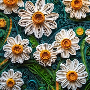Quilled Daisies Digital Paper: Vintage Journal Inserts (PNG, 8.5x11) - Etsy
