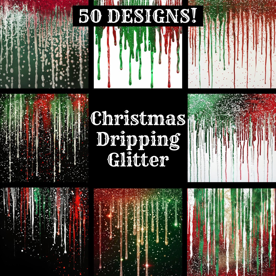 Christmas Dripping Glitter Digital Paper: High-resolution PNG (digital ...