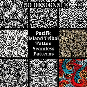 Pacific Island Tribal Tattoo Seamless Pattern: Digital Paper (PNG, 300 ...