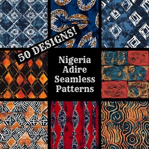 Nigeria Adire Seamless Patterns: Printable Scrapbook Paper (digital ...