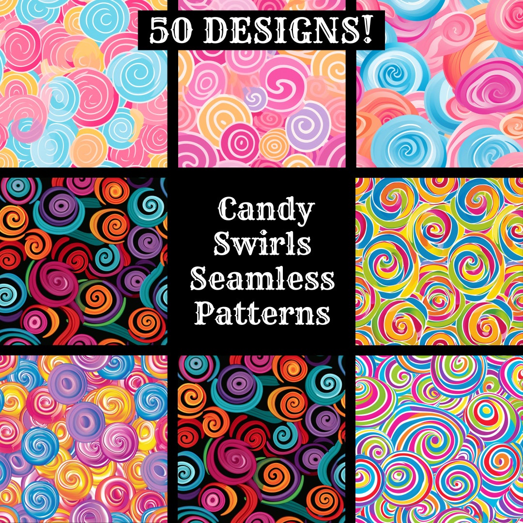 Candy Swirls Seamless Digital Paper, Candy Swirls Printable Scrapbook ...