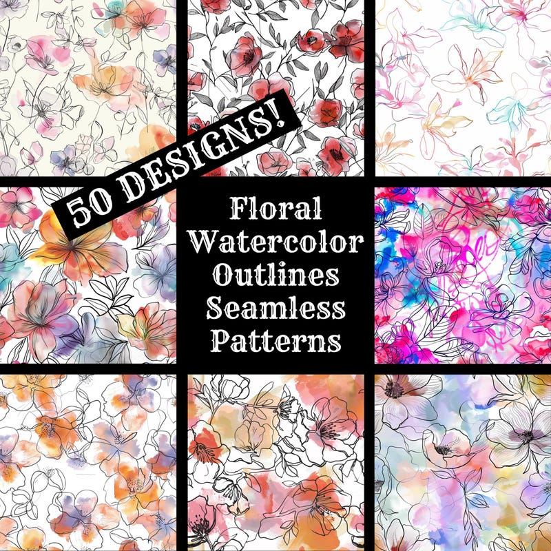 Watercolor Outline - Etsy