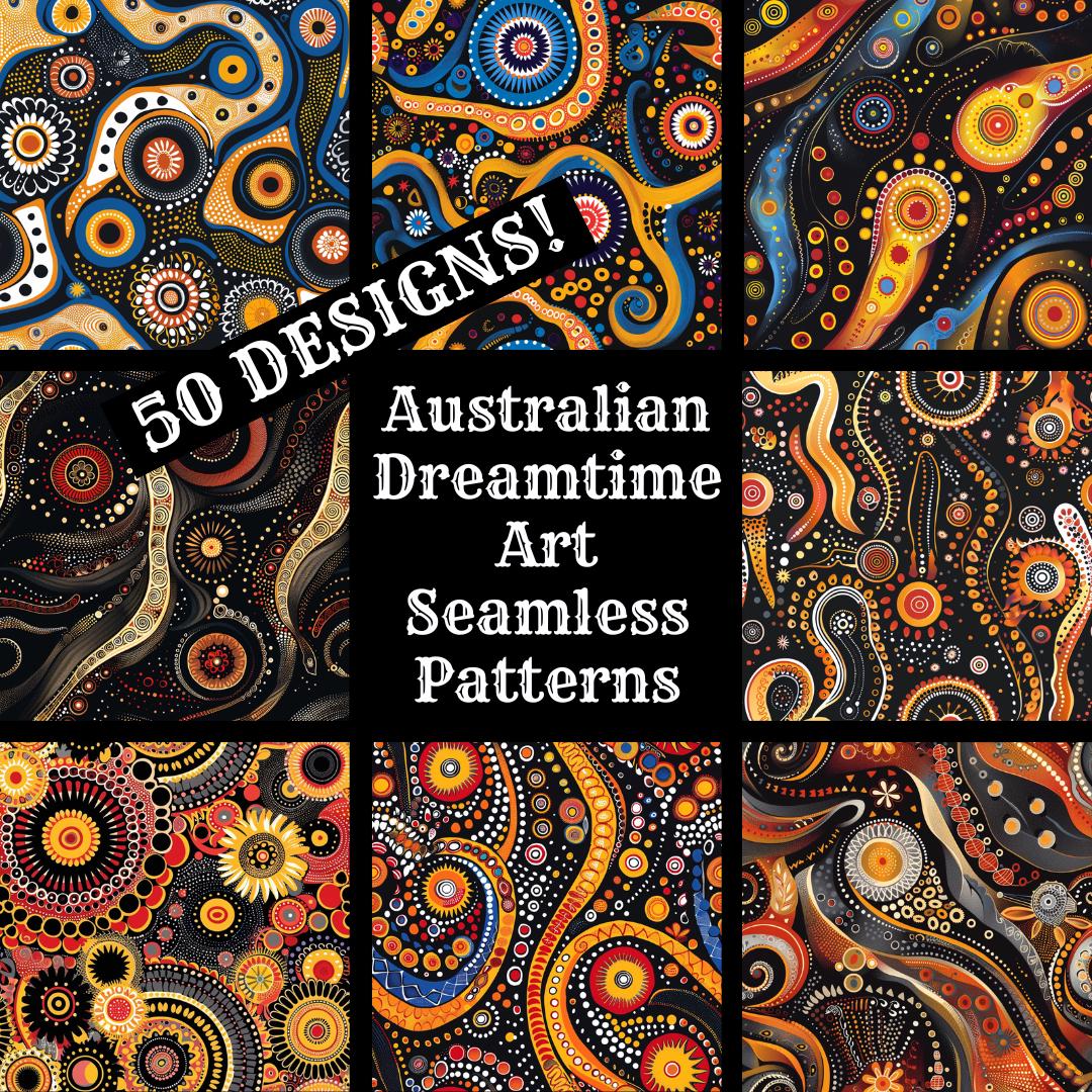 Australian Dreamtime Art Seamless Patterns: 50 PNG Digital Papers ...