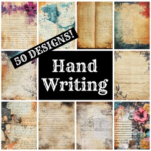 Hand Writing Journal Paper, Hand Writing Printable Paper, Vintage ...