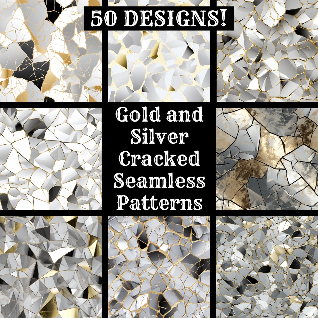 Gold & Silver Cracked Seamless Pattern: Scrapbook Paper (digital ...
