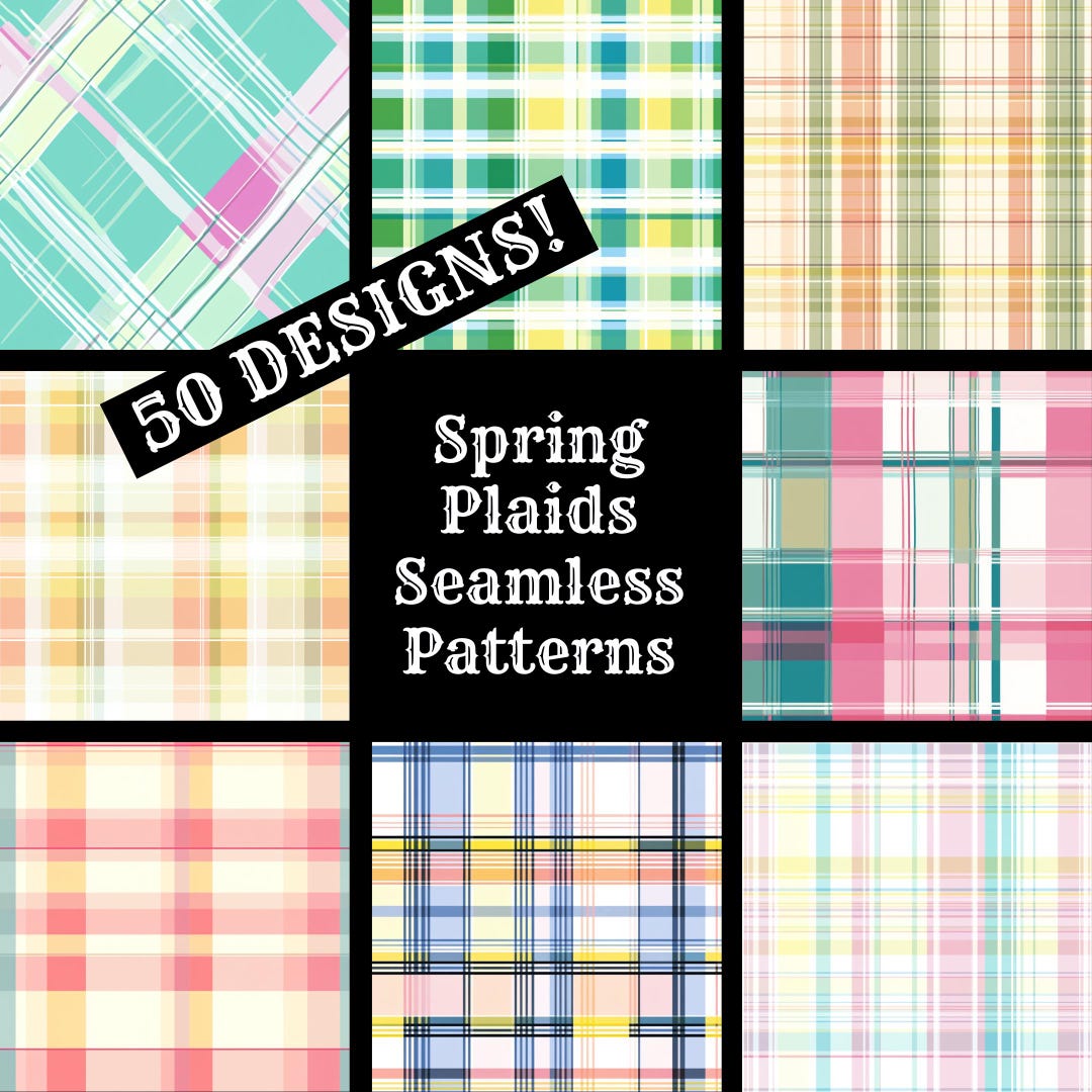 Spring Plaids Seamless Digital Paper, Printable Scrapbook Paper ...