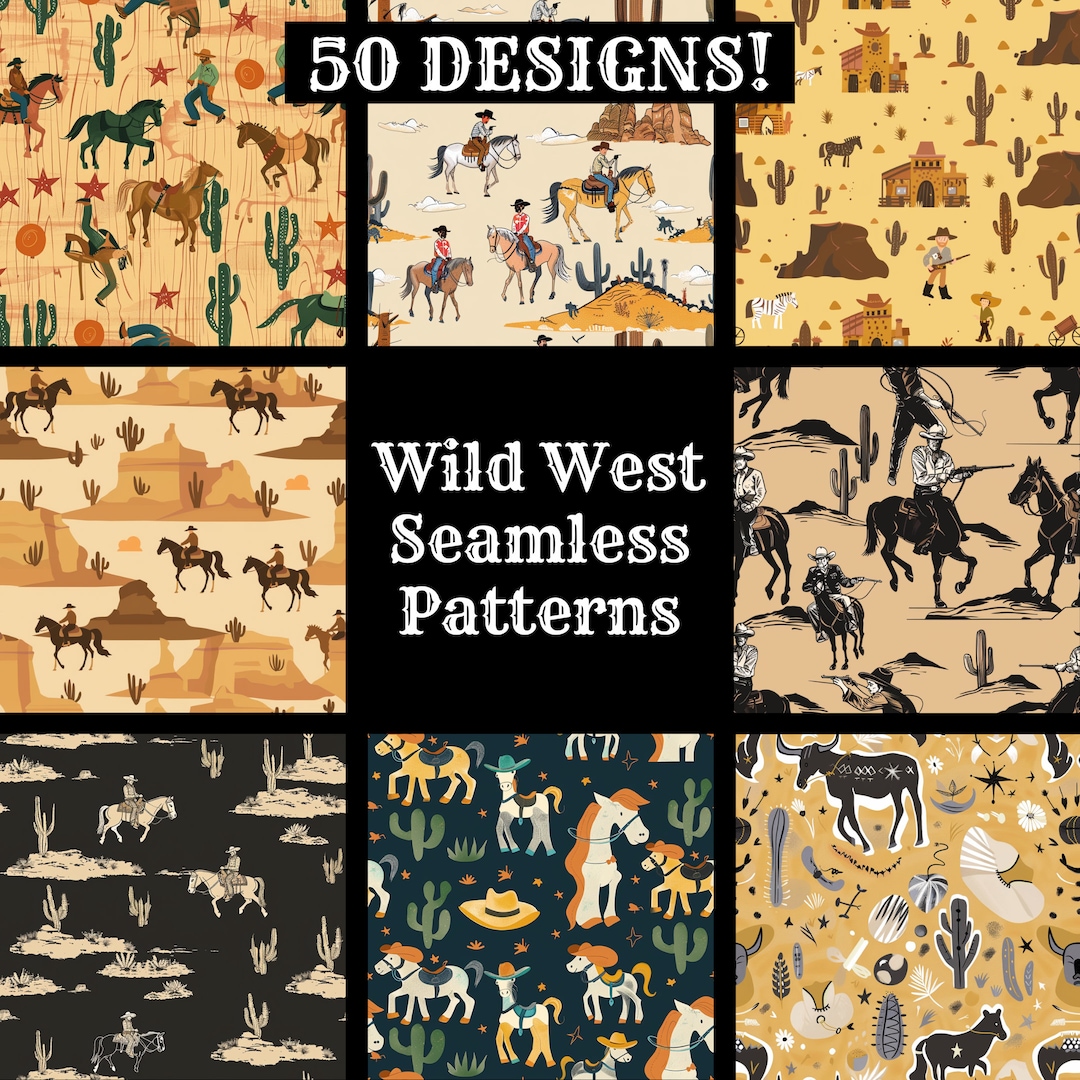 Wild West Seamless Pattern: 50 PNG Digital Papers (digital Download) - Etsy