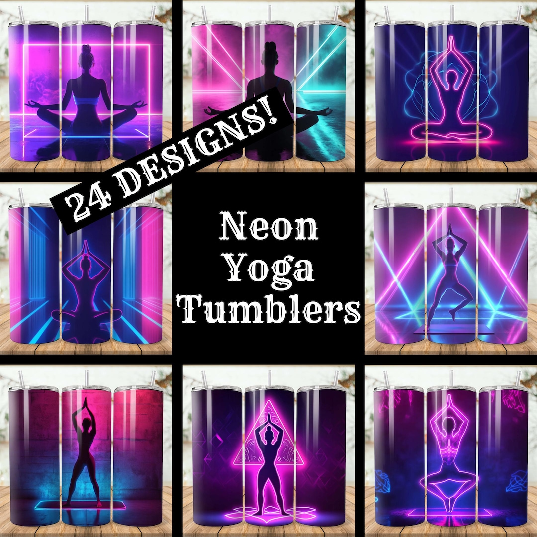 Neon Yoga Tumbler Wrap Bundle 24 Pack Neon Yoga 20 Oz Skinny Tumbler ...
