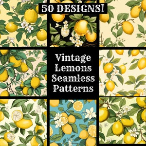 Vintage Lemons Seamless Digital Paper, Printable Scrapbook Paper ...