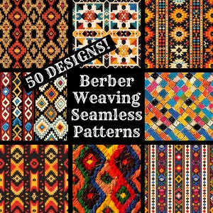 Berber Weaving Seamless Patterns: 50 PNG Digital Papers (digital ...