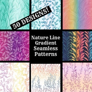 Nature Line Gradient Seamless Digital Paper, Printable Scrapbook Paper ...