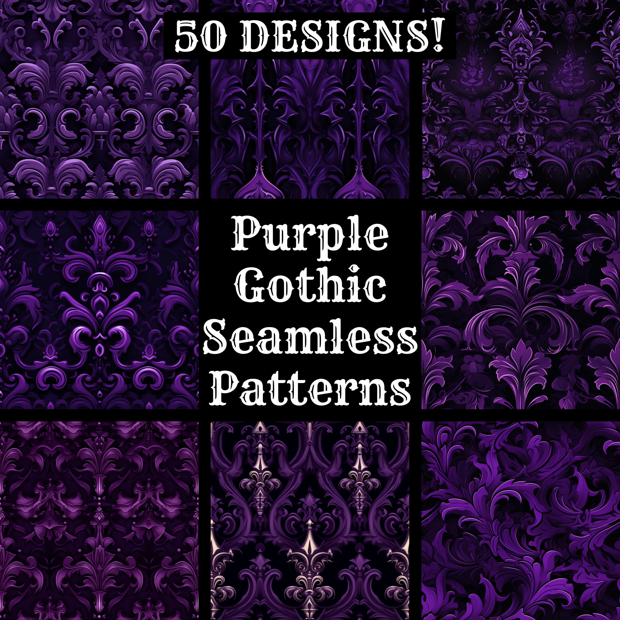 Purple Gothic Seamless Digital Paper Printable Scrapbook - Etsy