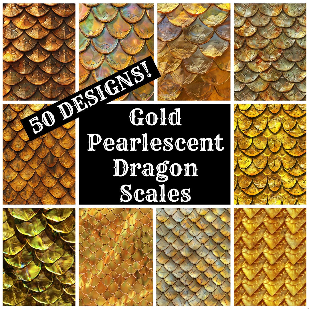 Gold Dragon Scales Journal Paper: Pearlescent Scrapbook Printable ...