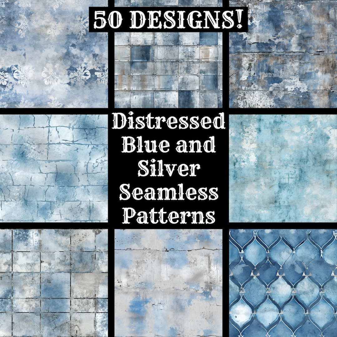 Distressed Blue & Silver Seamless Paper Textures (digital Download) - Etsy