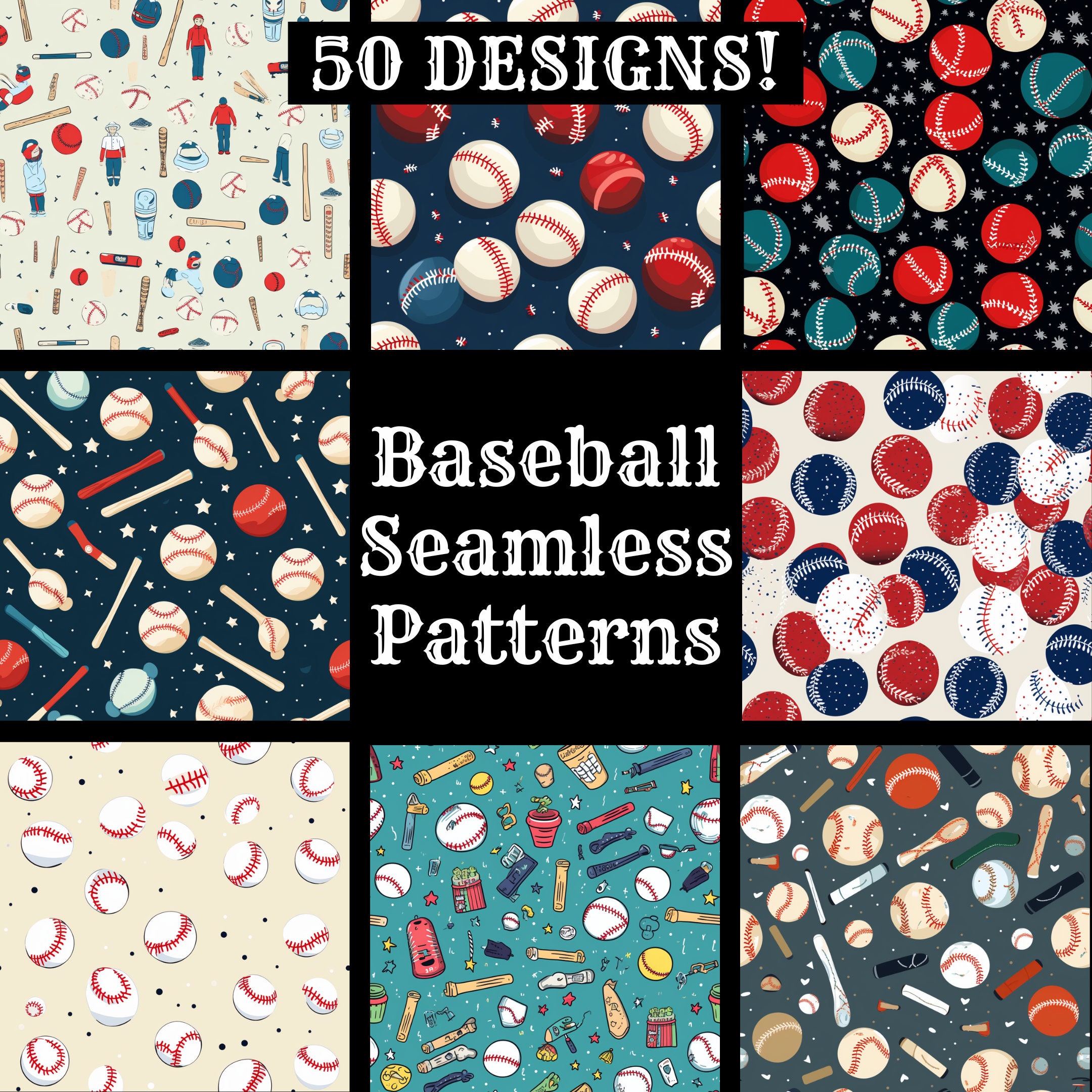 Baseball Seamless Digital Paper, Printable Scrapbook Paper Seamless ...