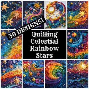 Quilling Celestial Rainbow Stars Journal Paper, Quilling Celestial ...
