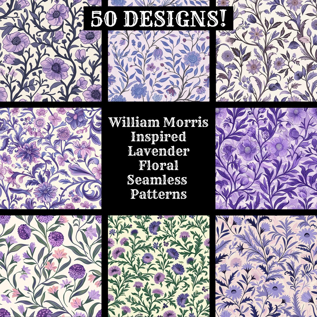 William Morris Lavender Floral Seamless Pattern: Scrapbook Paper ...