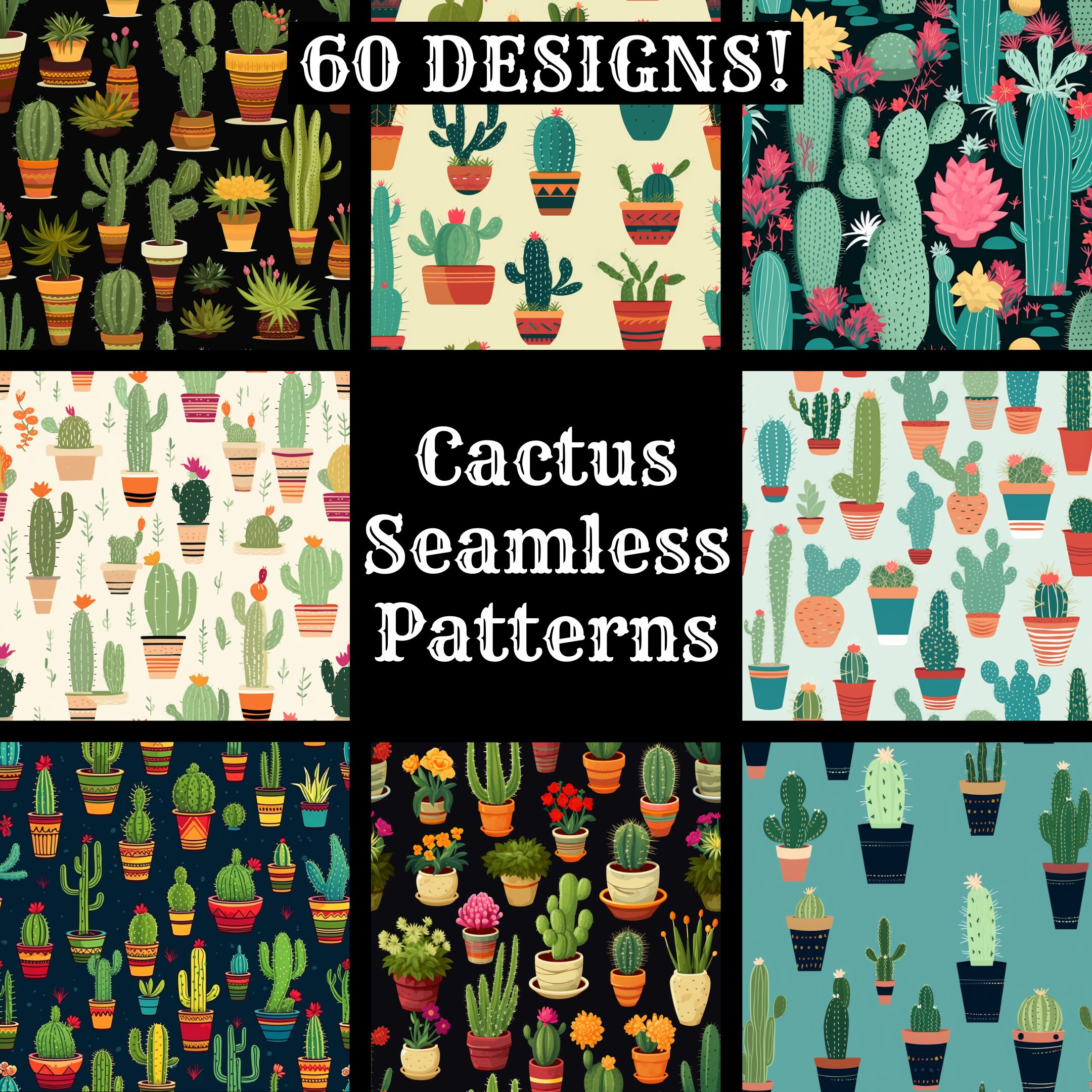 Cactus Seamless Digital Paper Printable Scrapbook Paper - Etsy