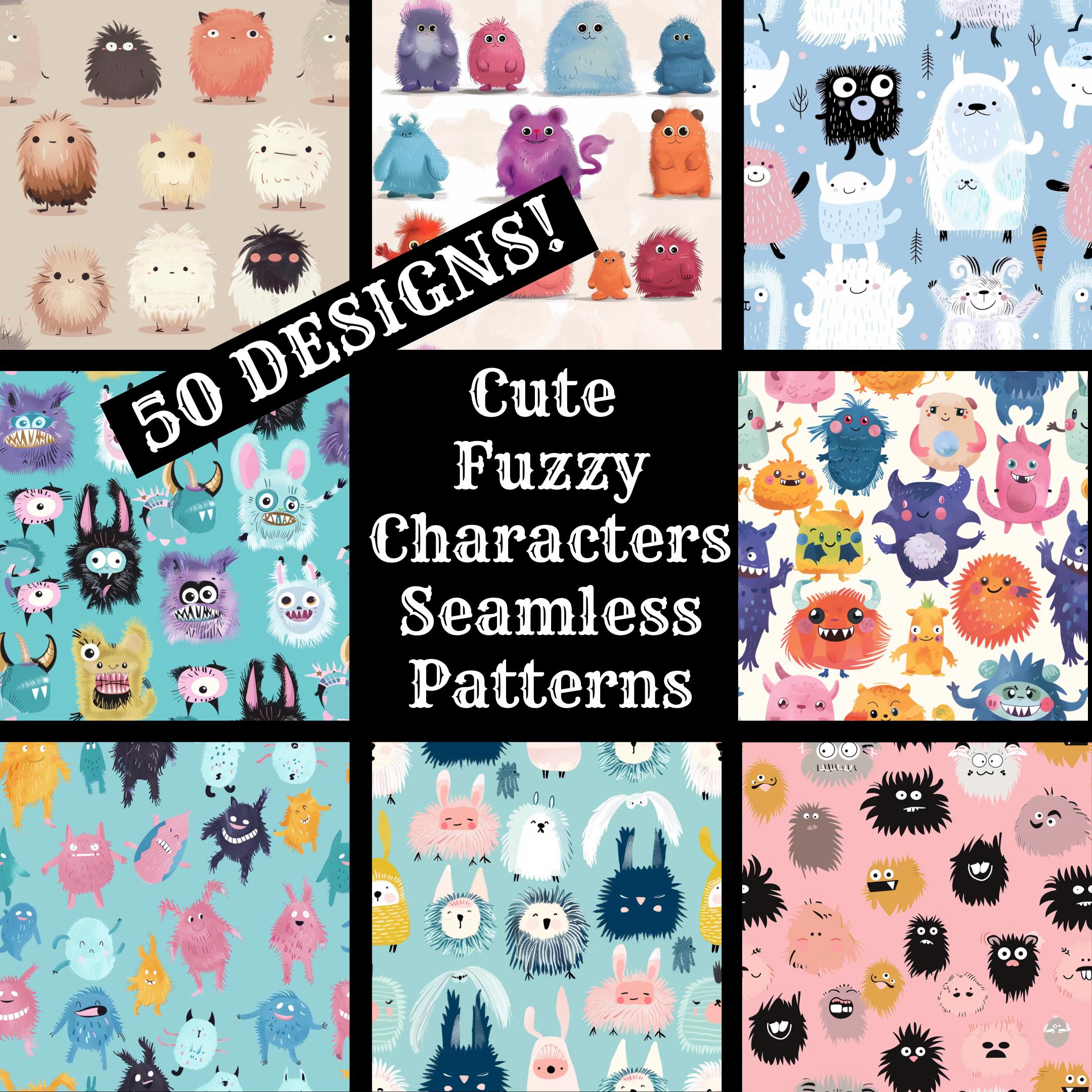 Cute Fuzzy Characters Seamless Pattern, Scrapbook Paper (digital ...