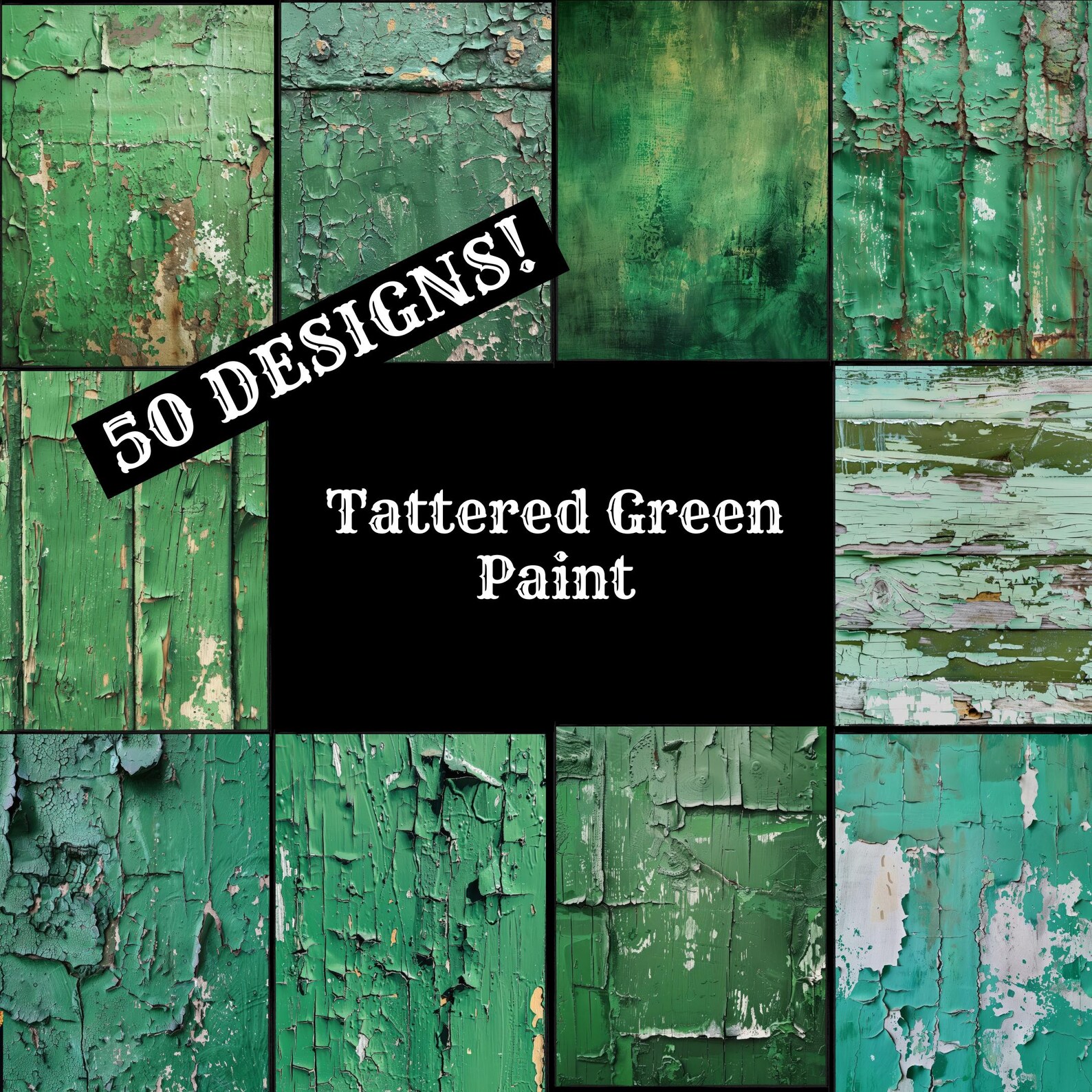 Tattered Green Paint Digital Paper: Vintage Journal Inserts (PNG, 8 ...