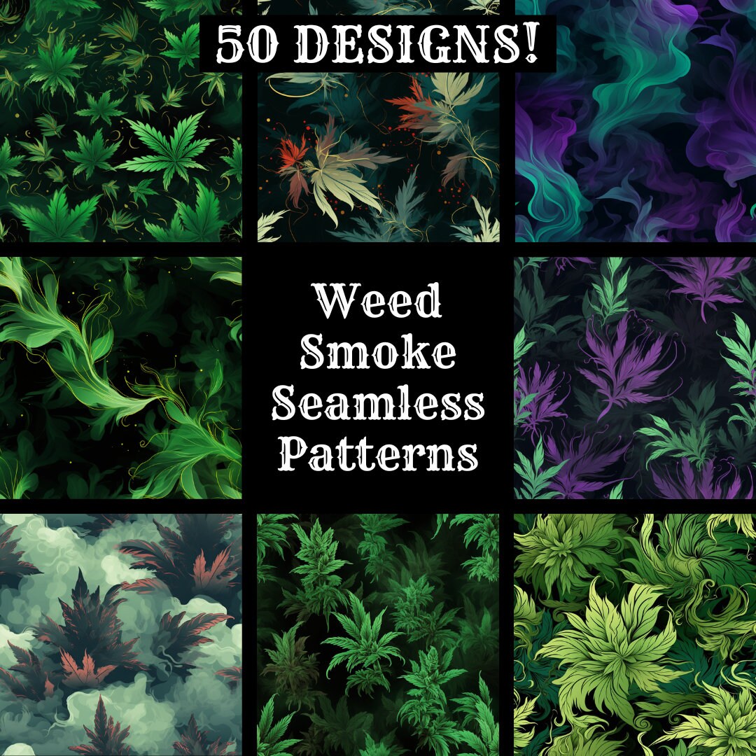 Weed Smoke Seamless Digital Paper, Printable Scrapbook Paper Seamless ...