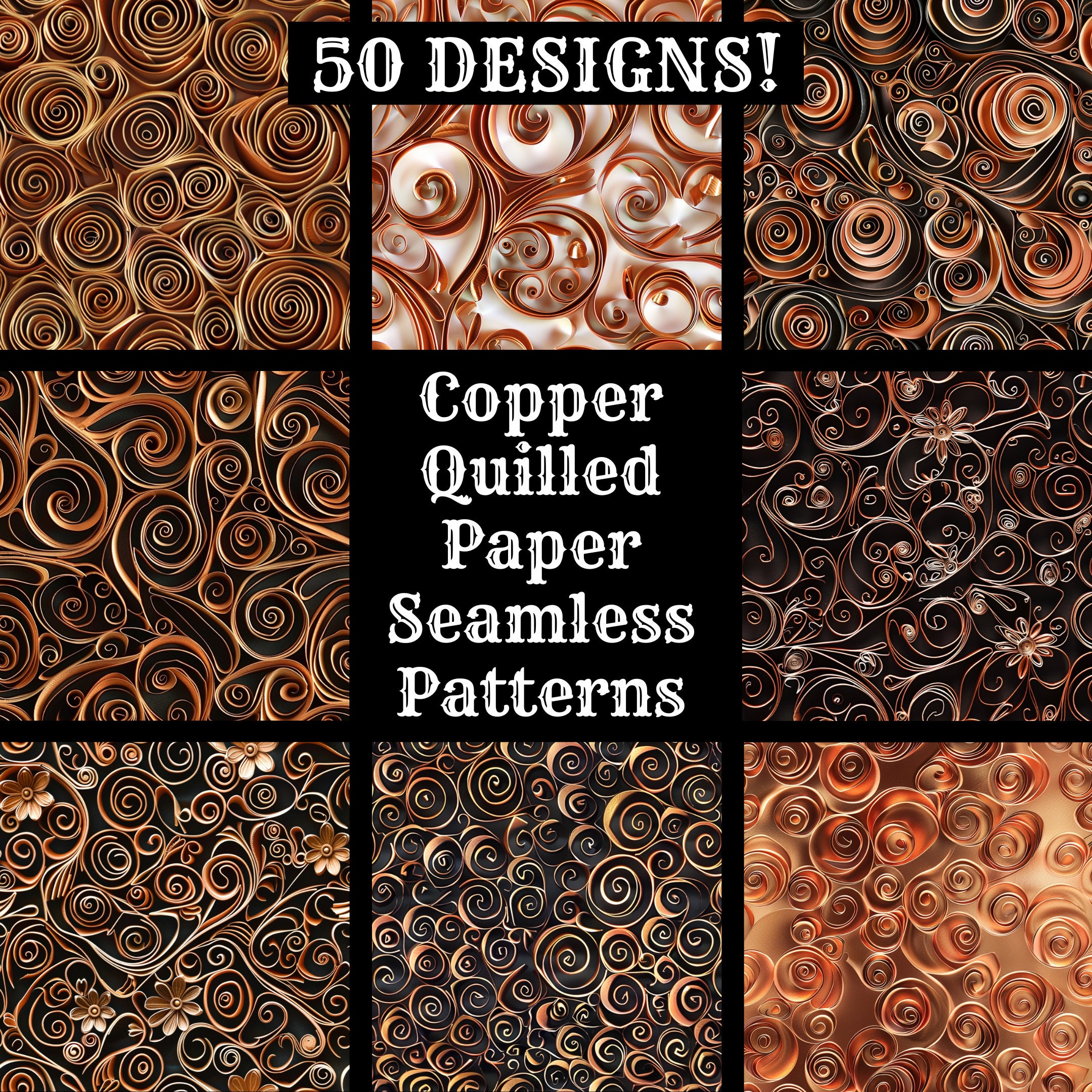 Copper Quilled Paper Seamless Digital Paper, Copper Quilled Paper ...