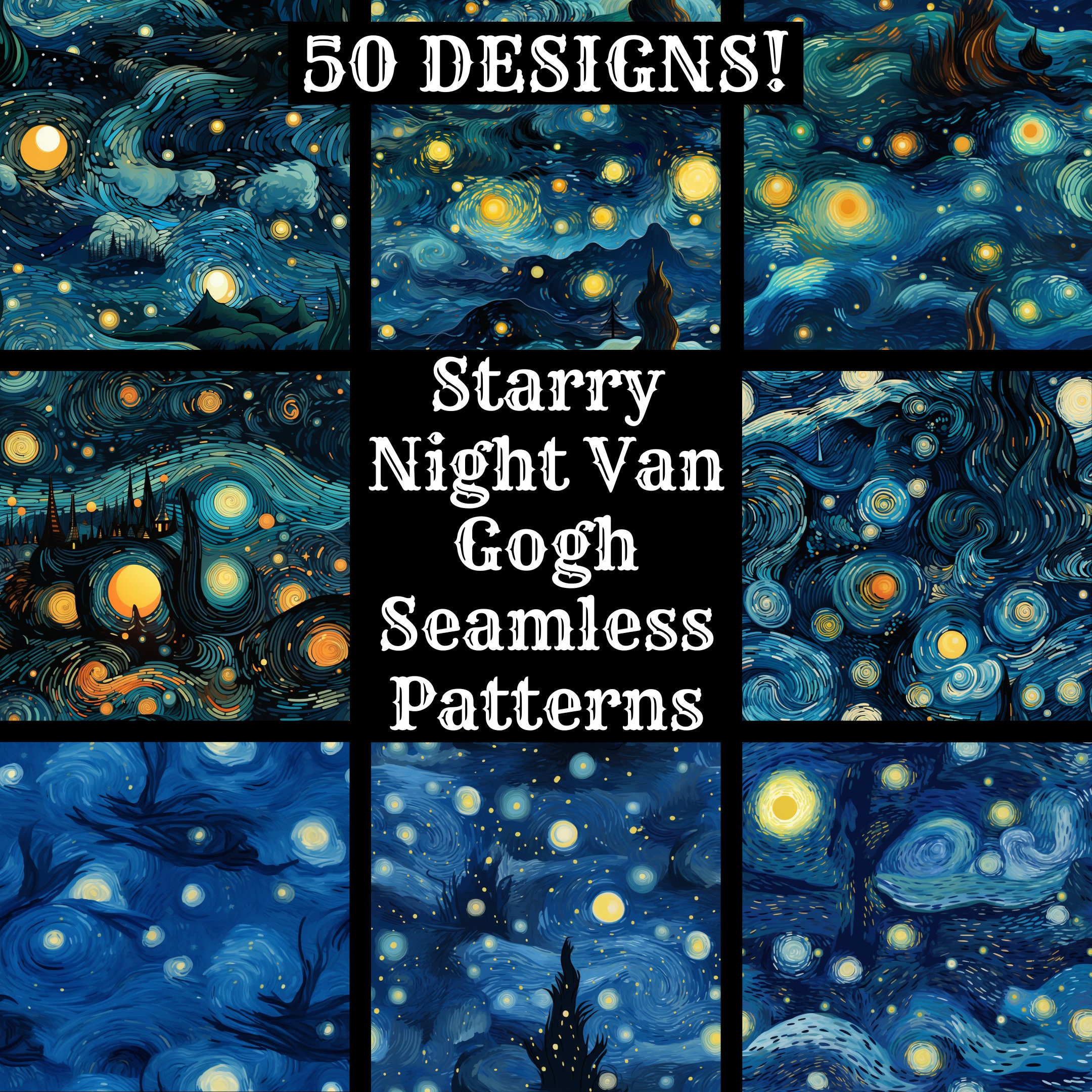 Starry Night Van Gogh Seamless Digital Paper for Scrapbooking - Etsy