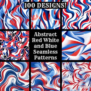 Abstract Red White and Blue Seamless Patterns: Digital Paper (PNG) - Etsy