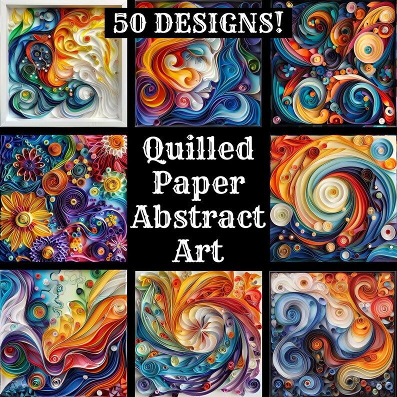 Quilled Paper Abstract Art, Digital Papers (PNG) - Etsy