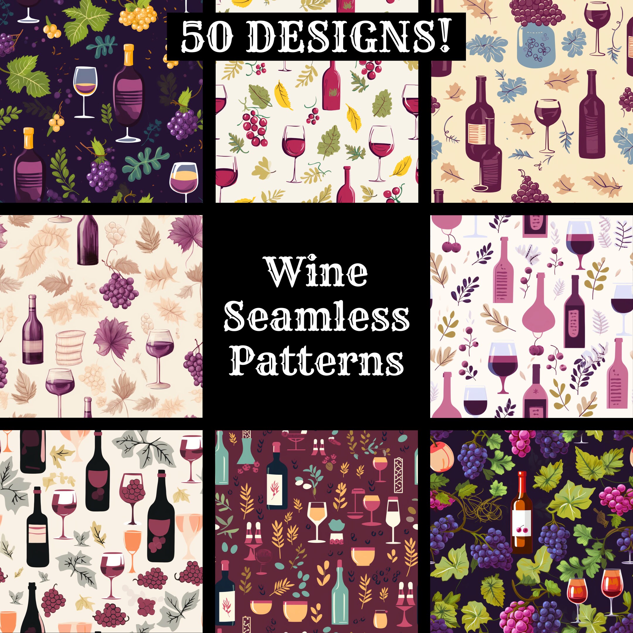 Wine Seamless Pattern: Printable Scrapbook Paper (digital Download) - Etsy