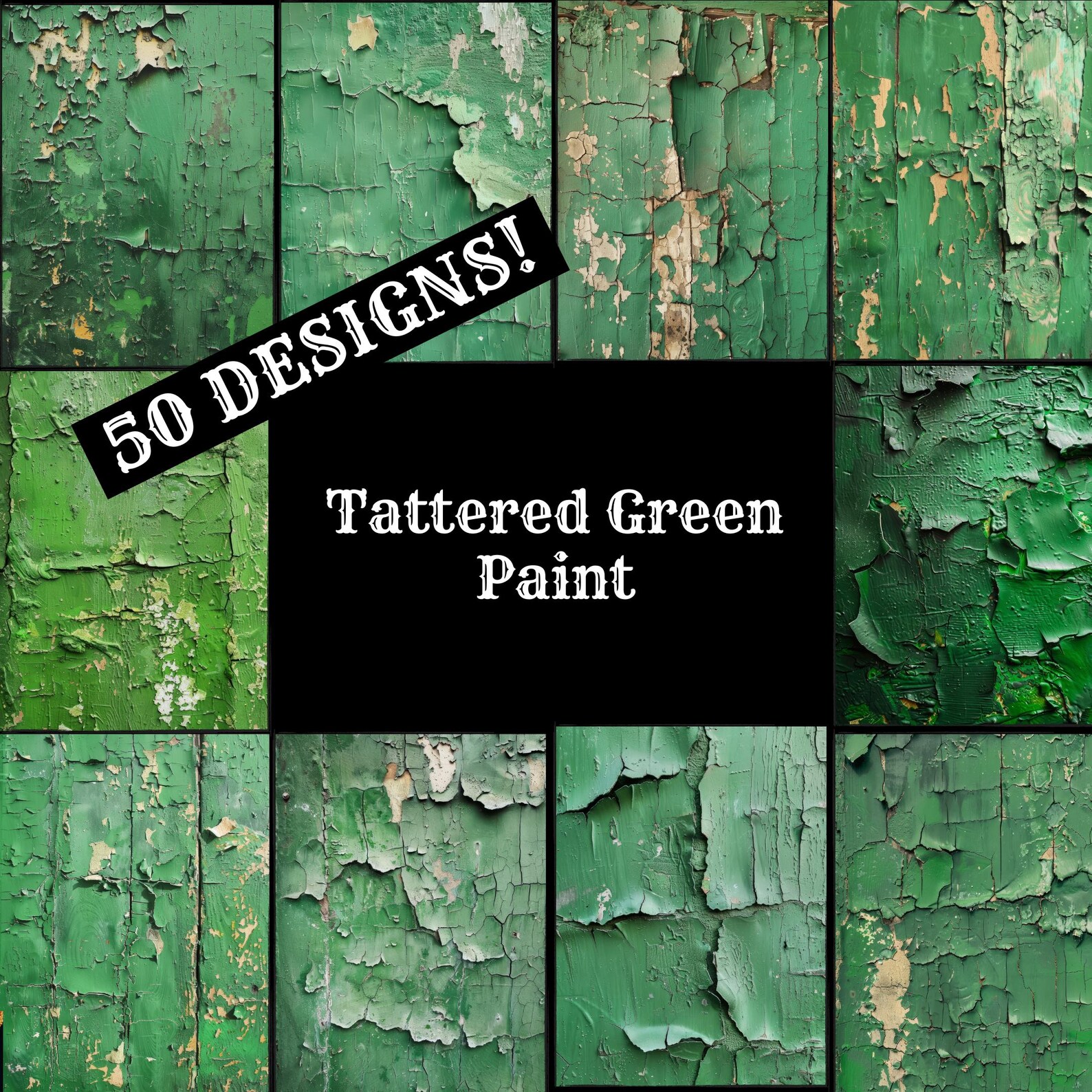 Tattered Green Paint Digital Paper: Vintage Journal Inserts (PNG, 8 ...