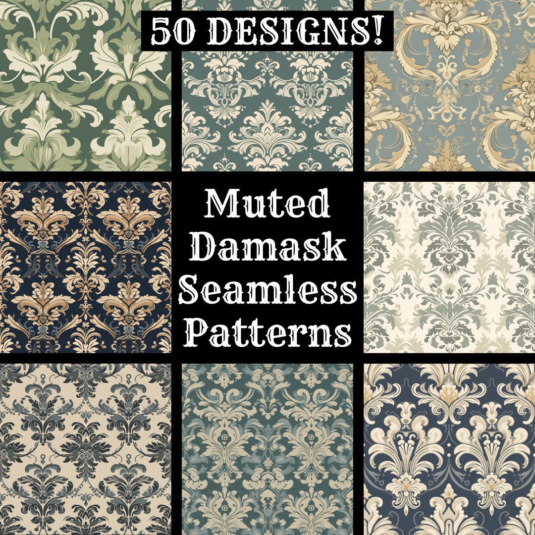 Muted Damask Seamless Digital Paper, Printable Scrapbook Paper Seamless ...