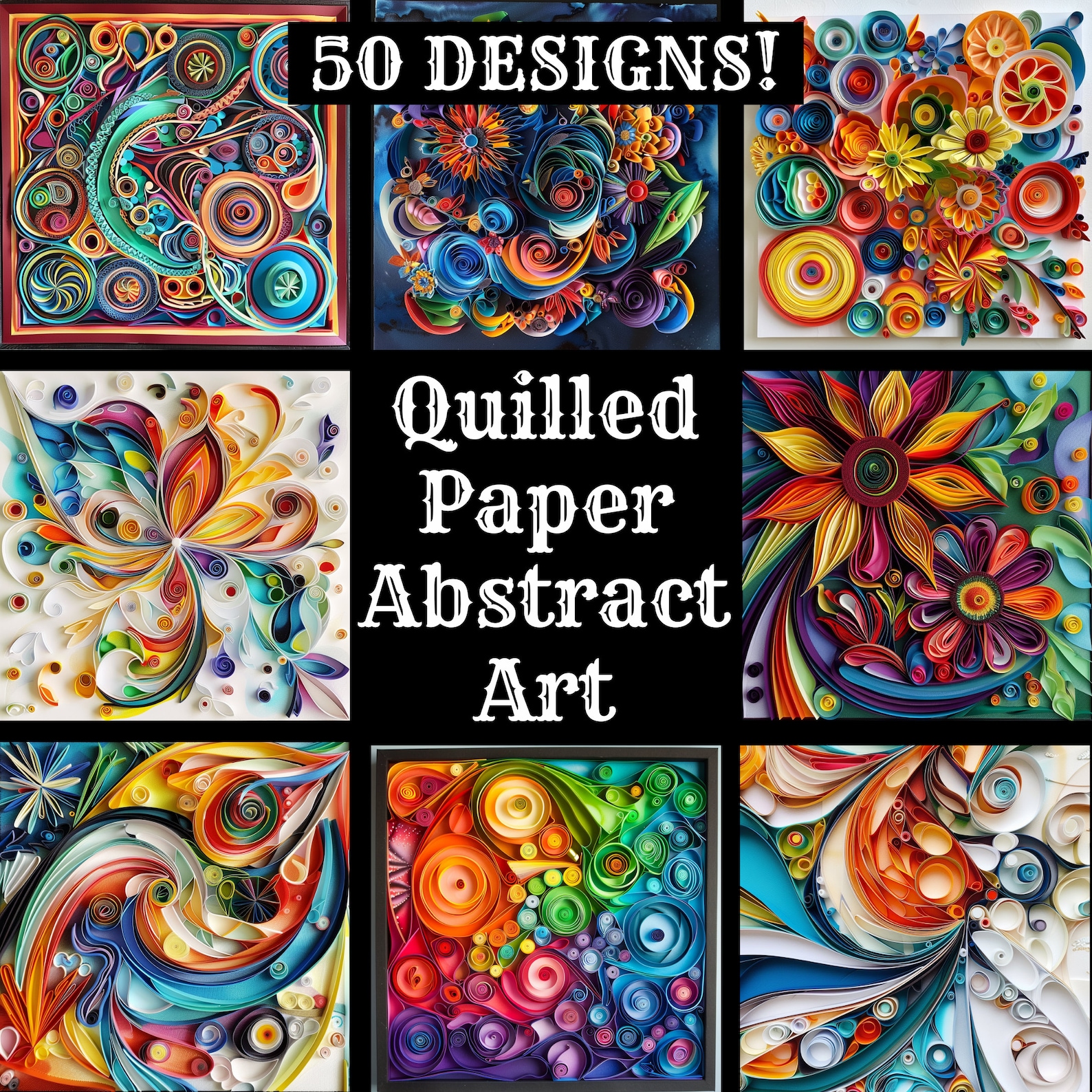 Quilled Paper Abstract Art, Digital Papers (PNG) - Etsy