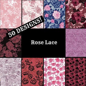 Rose Lace Seamless Digital Paper, Rose Lace Printable Scrapbook Paper ...
