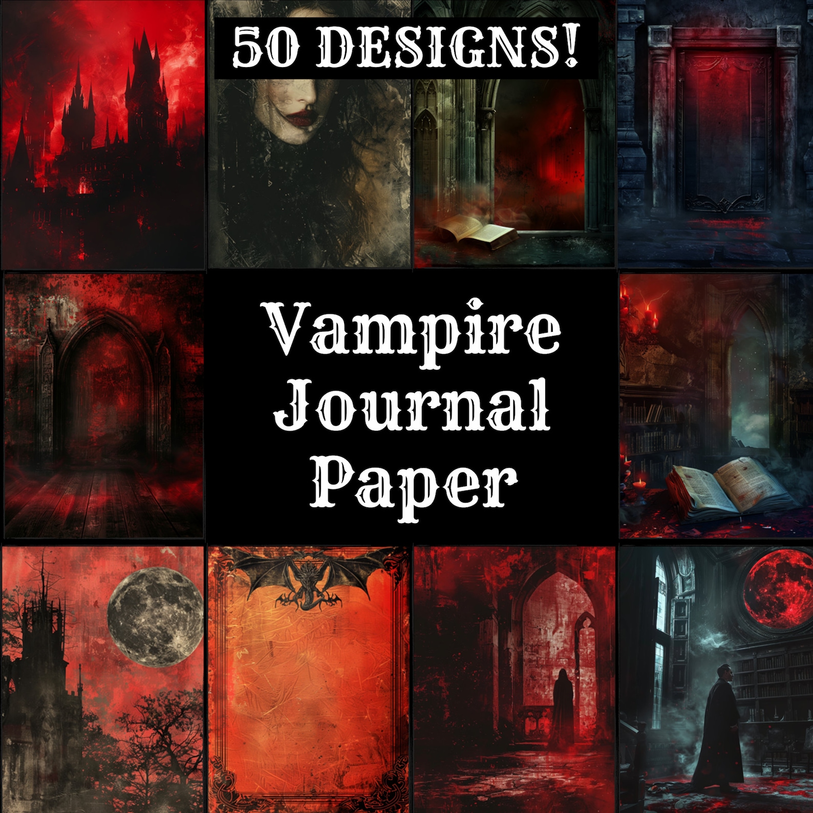 Vampire Journal Paper: Vintage Printable Scrapbook (digital Download ...