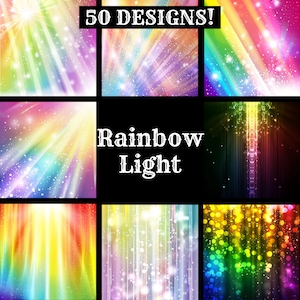 Rainbow Light Paper, Rainbow Light Printable Paper, Vintage Rainbow ...