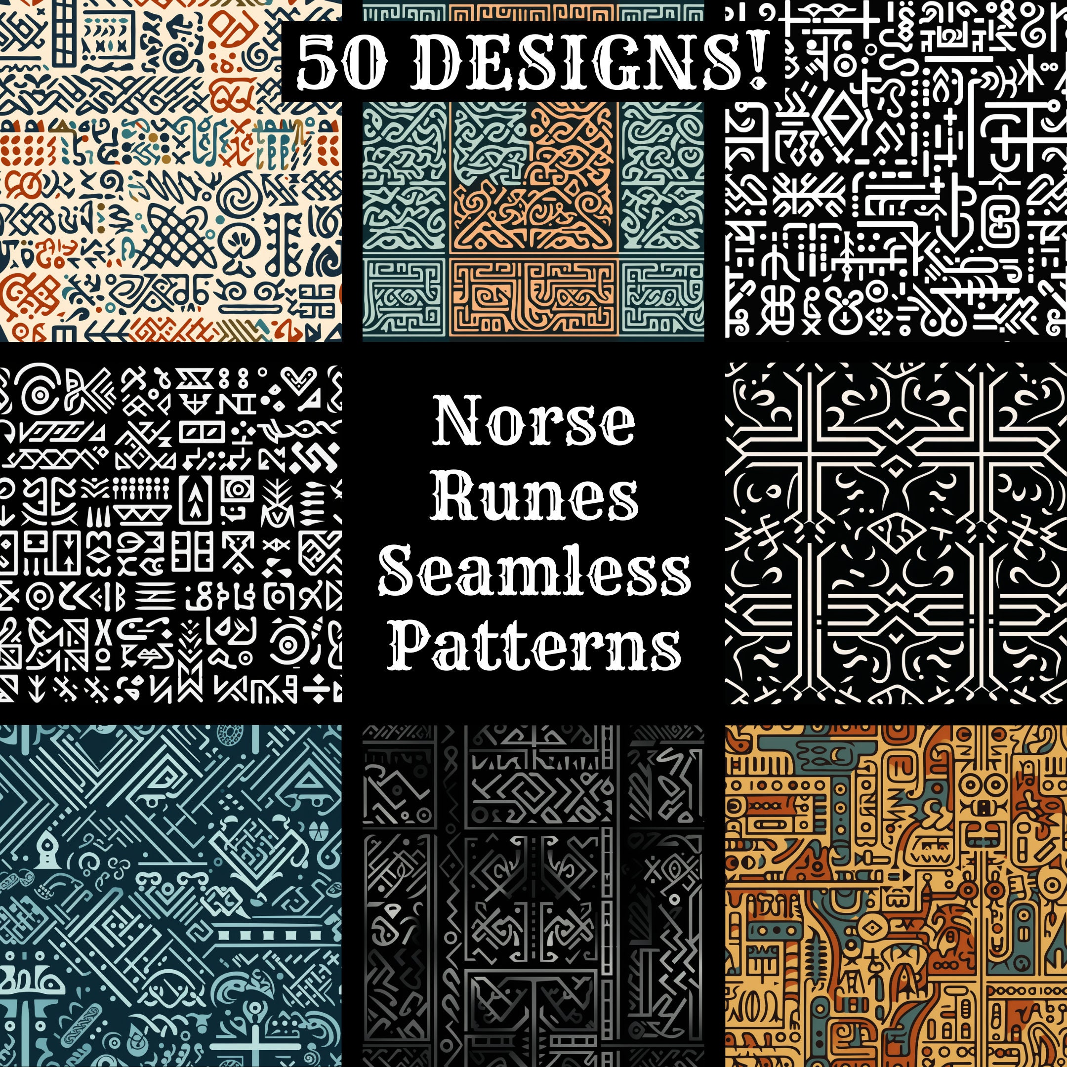 Norse Runes Seamless Digital Paper, Printable Scrapbook Paper Seamless ...