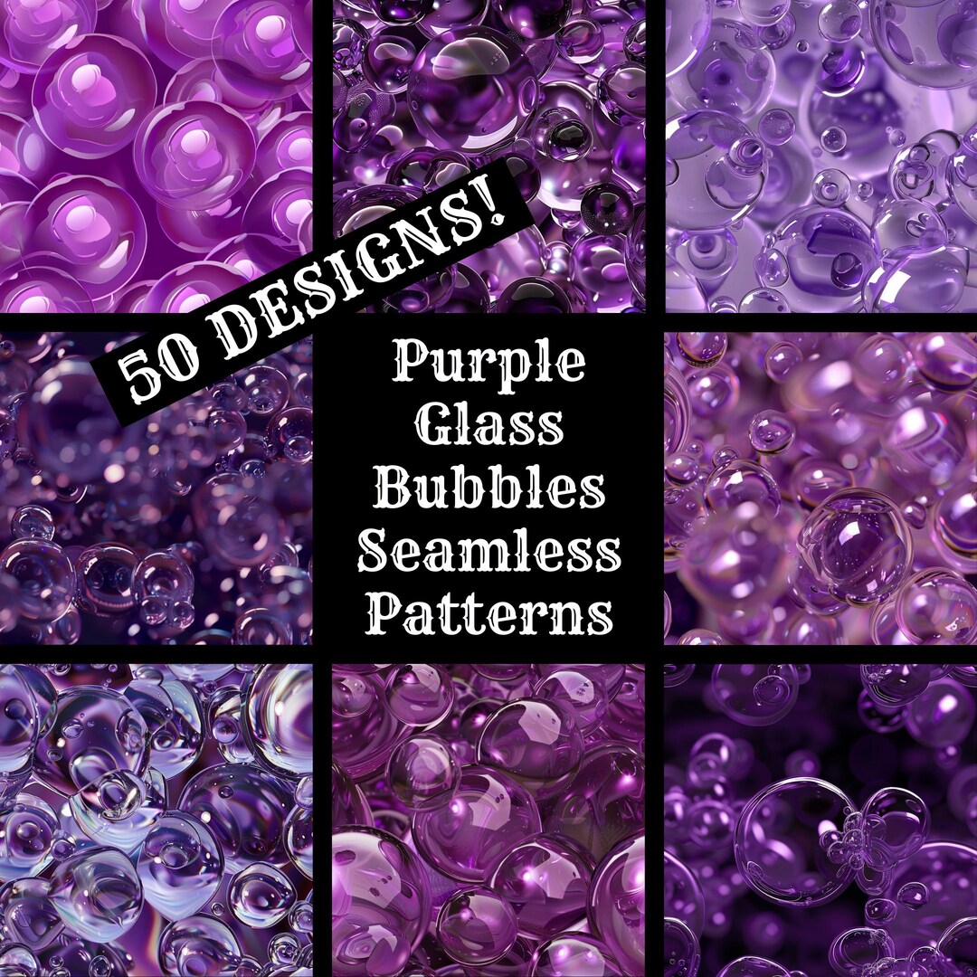 Purple Glass Bubbles Seamless Digital Paper, Purple Glass Bubbles ...